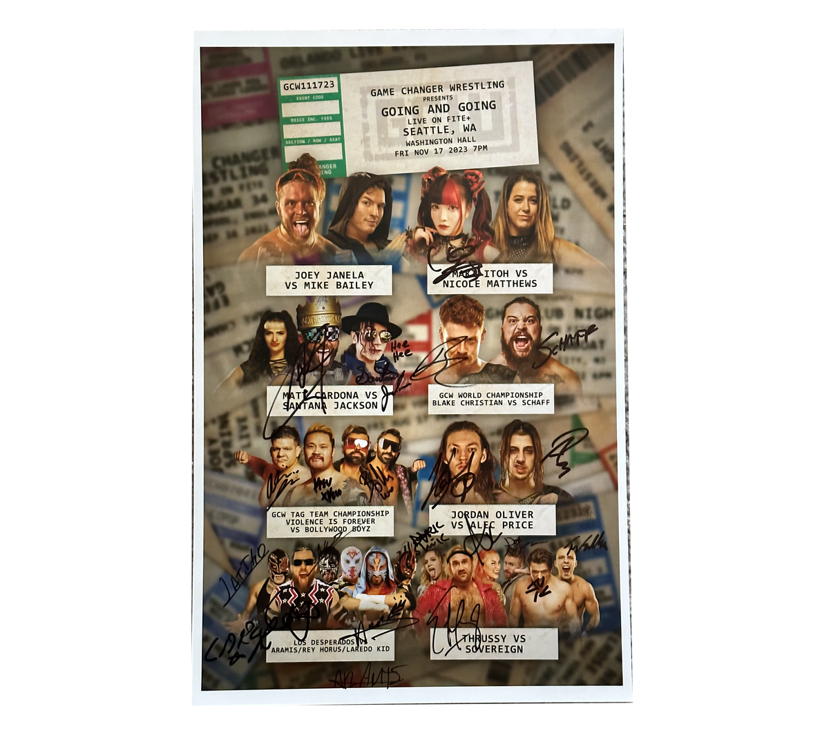 Going and Going Signed Event Poster – Game Changer Wrestling