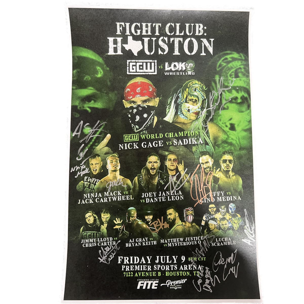 Fight Club: Houston Signed Event Poster – Game Changer Wrestling