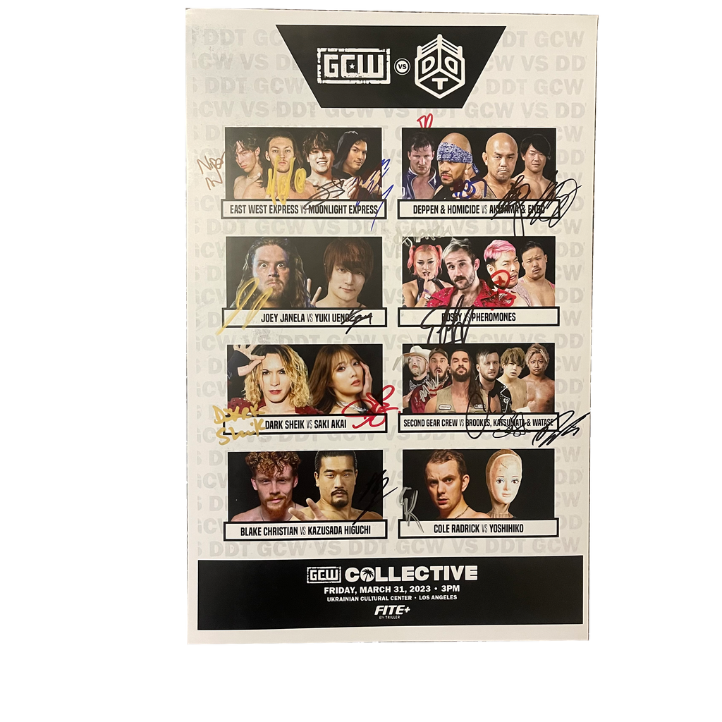 GCW vs DDT Signed Event Poster – Game Changer Wrestling