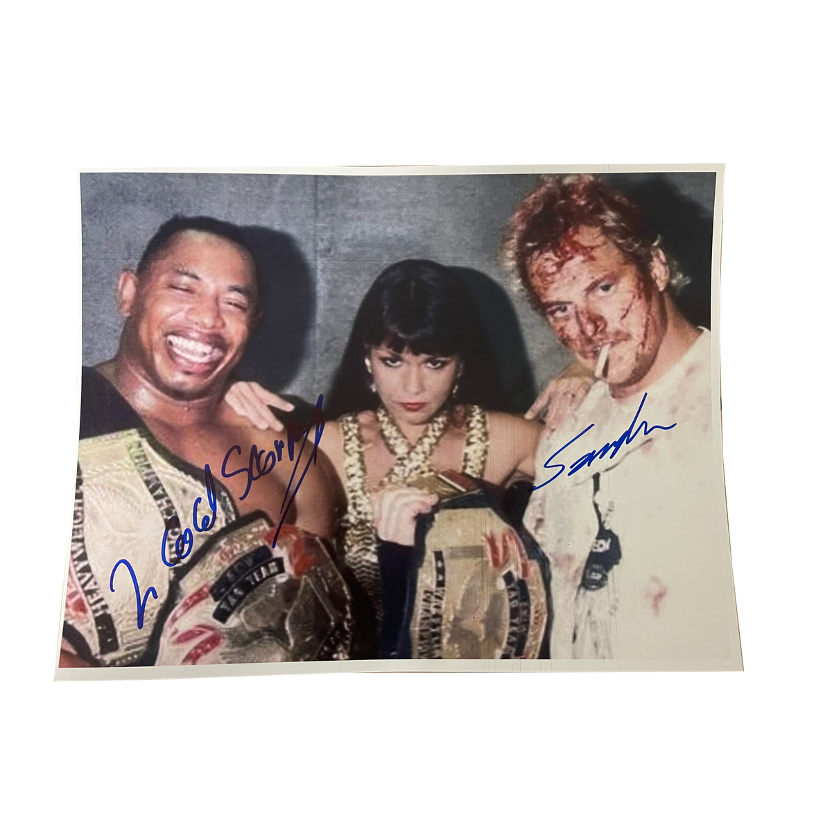 Sandman/ 2 Cold Scorpio Signed 8x10 – Game Changer Wrestling